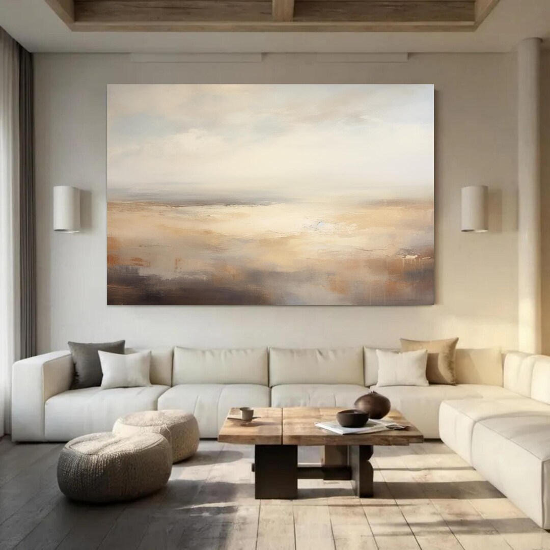 Large Beige Painting Abstract Beige Painting Beige Minimalist Abstract ...