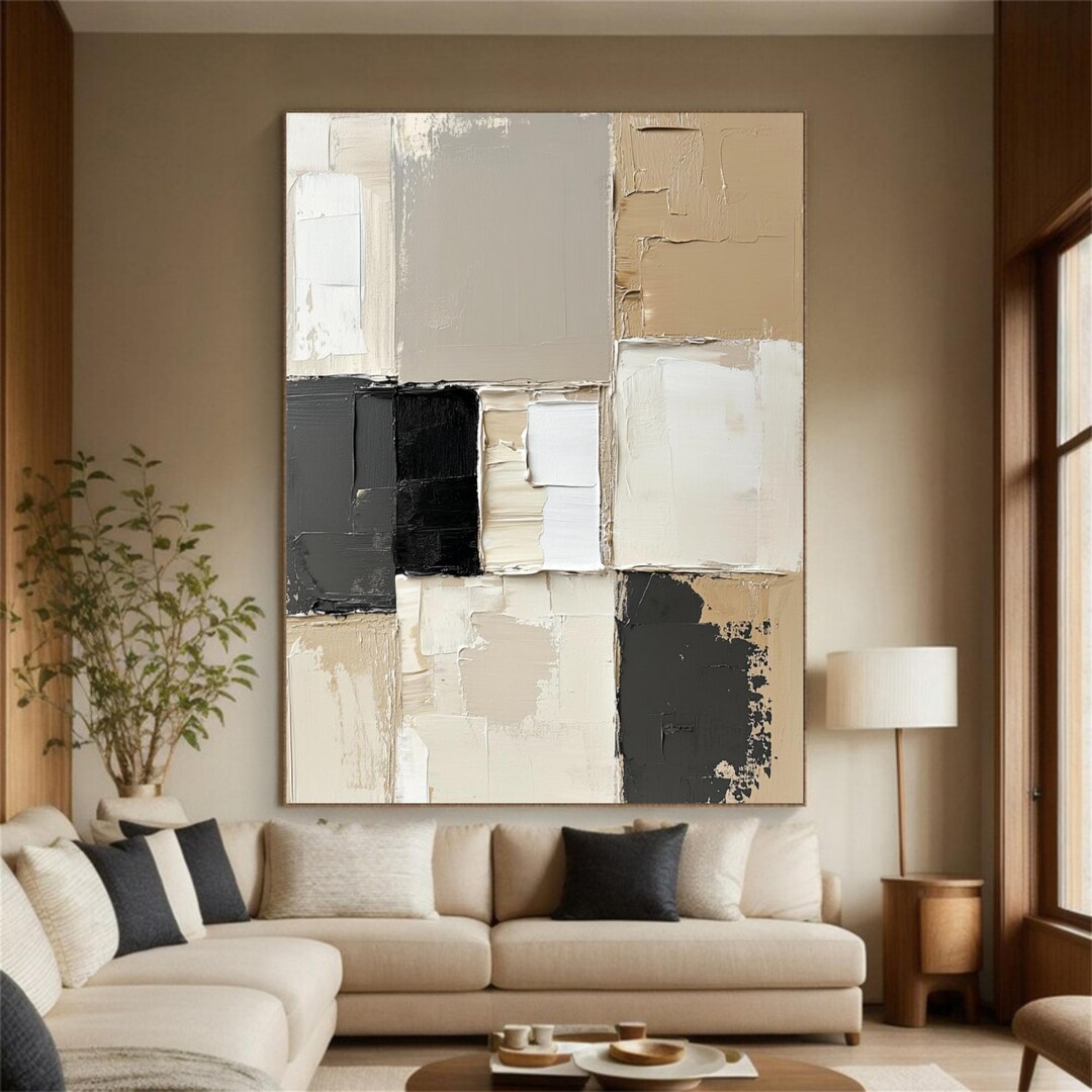 Beige Canvas Wall Art Beige Landscape Painting Beige Abstract Art Beige ...