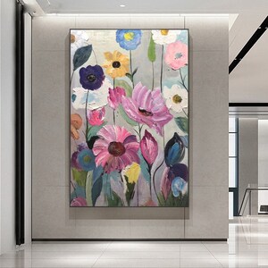 Large Abstract Flower Painting,abstract Plant Painting Floral Canvas ...