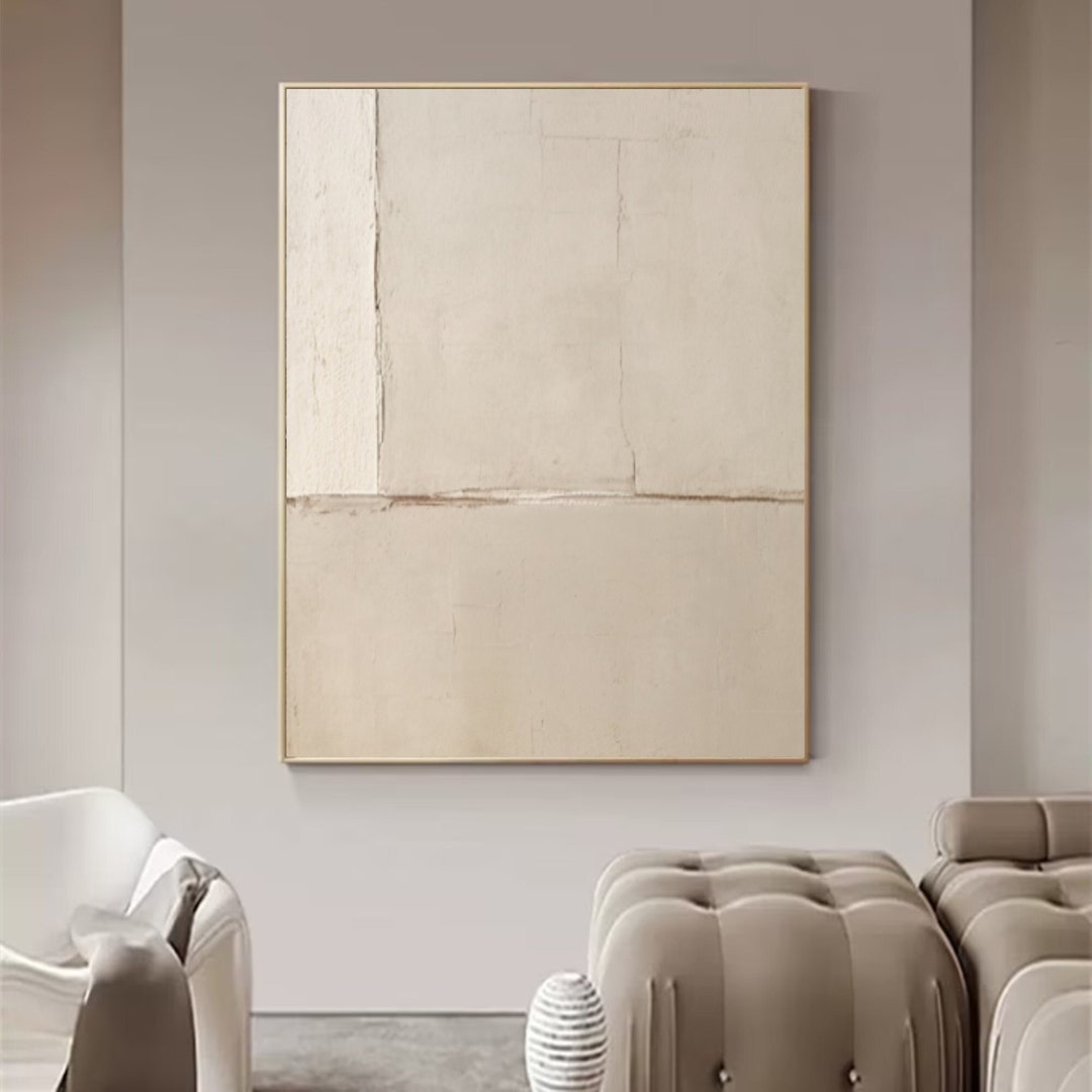 Large Beige Abstract Painting Oversize Neutral Beige Wall Minimalist ...