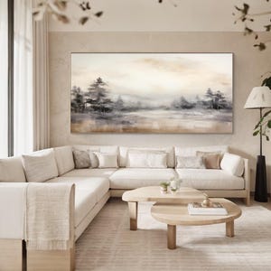 Original Beige Sunset Painting Minimalist Art Custom Living Room Decor ...