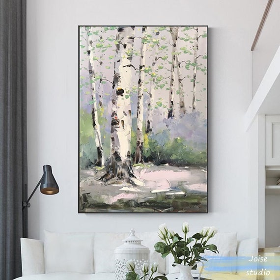 Original wall decoration birch tree paintingOriginal Aspen | Etsy