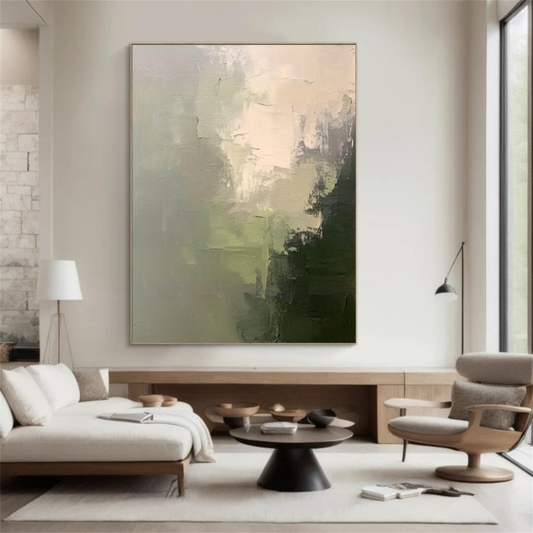 Large Green Abstract Oil Painting Original Green Wall Art Green Wall ...