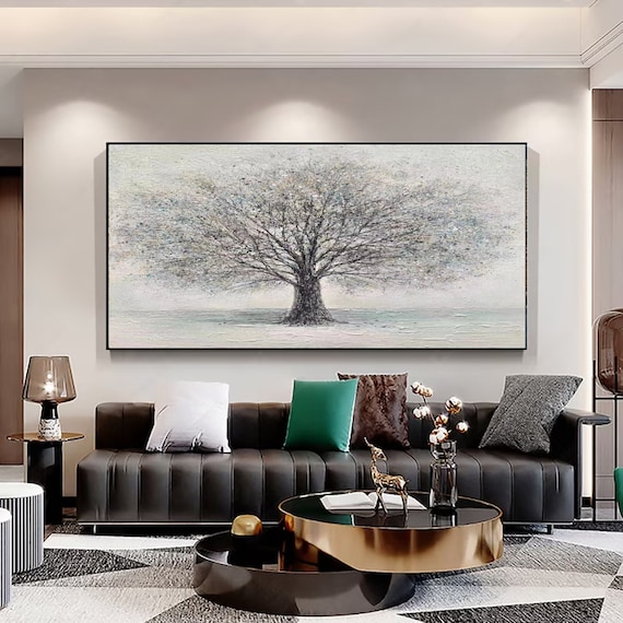 Baummalerei Strahlender Goldener Baum Auf Lebendiger