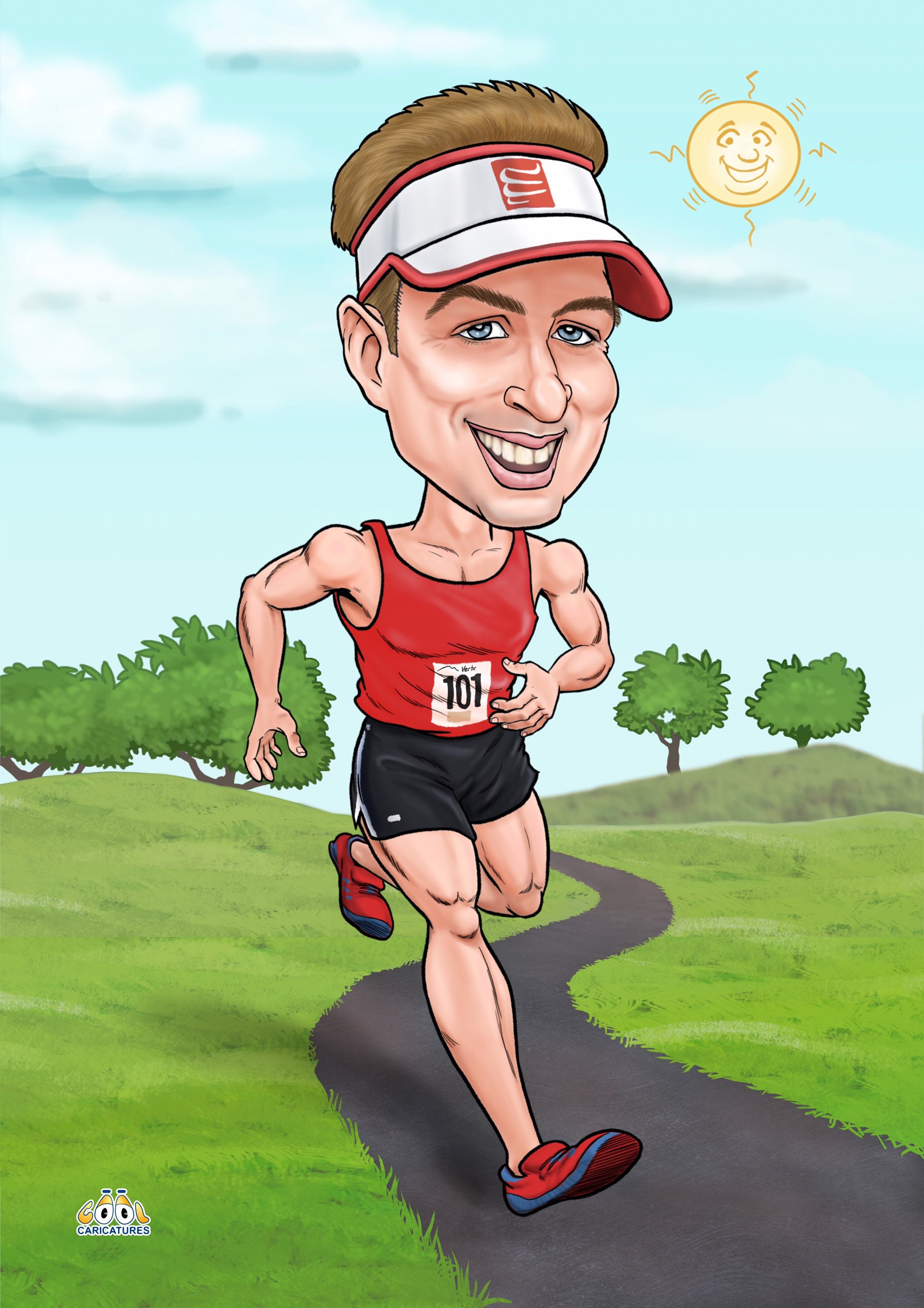 Gifts for Runners Caricature Marathon Runner Present for Him | Etsy UK