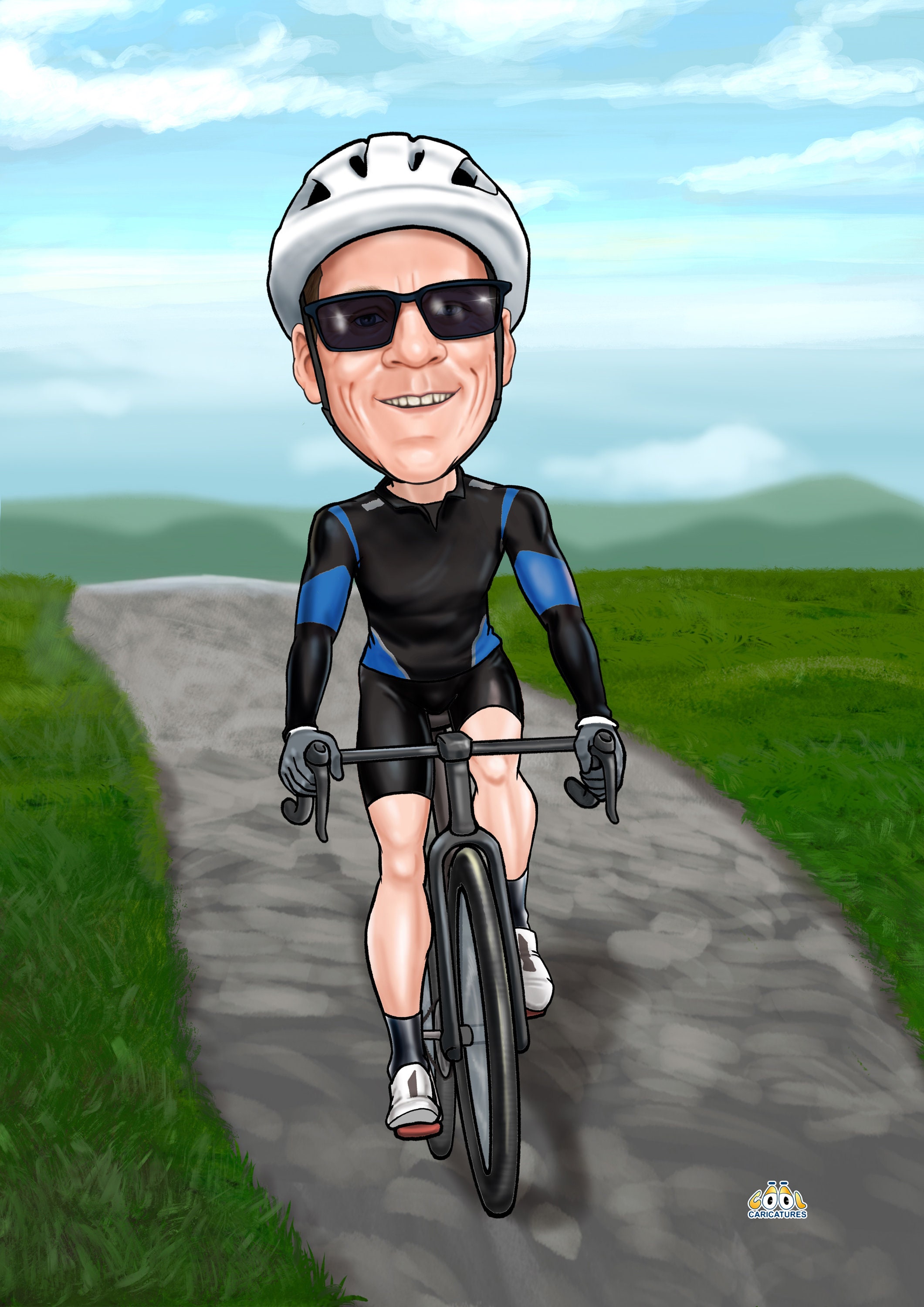 Male Bicycle Cycling Cartoon Caricature Poster as Wall Art - Etsy