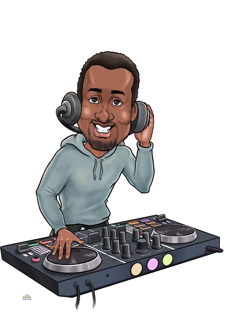 Personalized DJ Gift Caricature Drawing From Photo DJ Party - Etsy UK