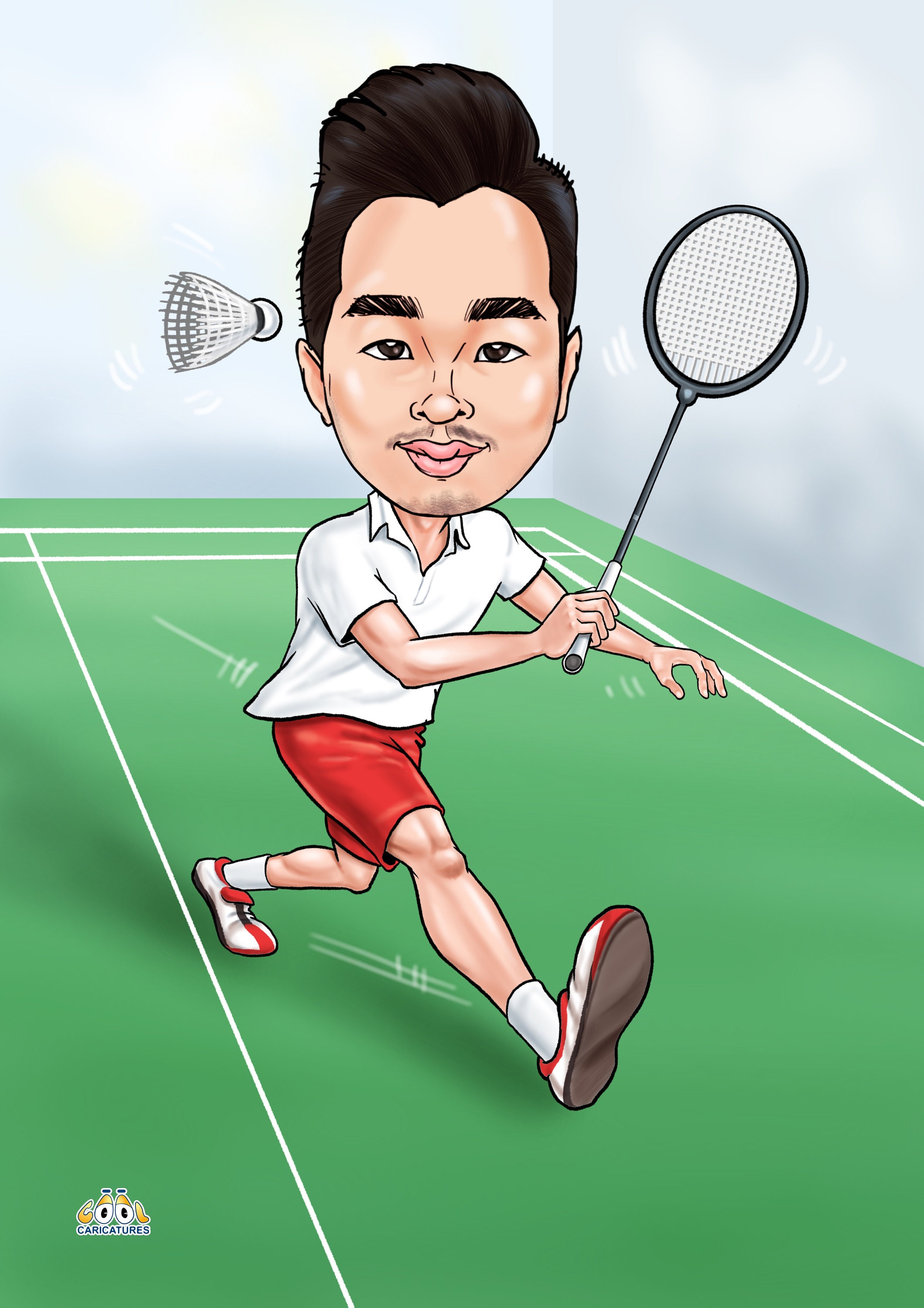 Badminton Caricature Poster to Print Cartoon Portrait - Etsy