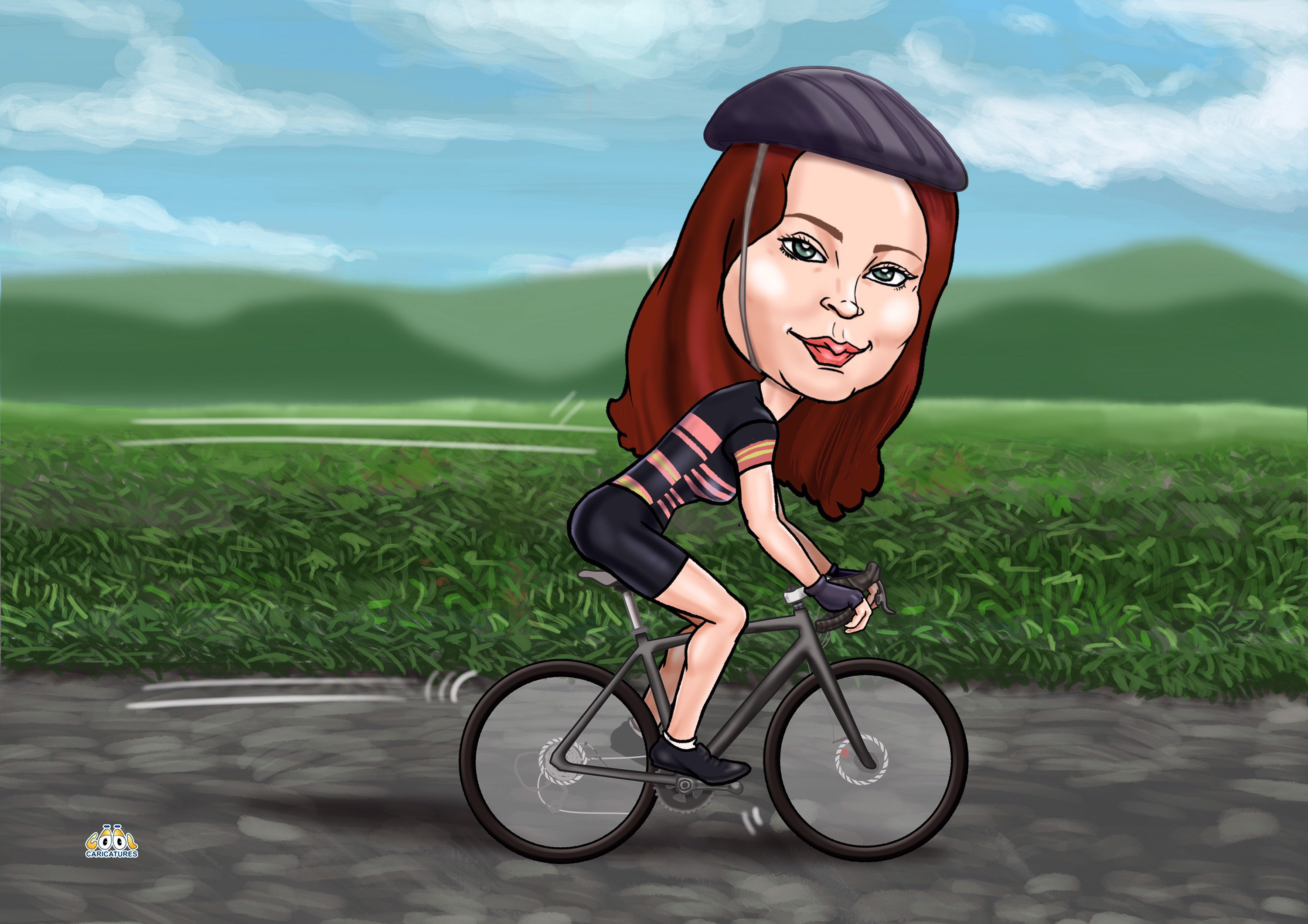 Female Cyclist Cartoon Portrait as Gifts Cyclist Birthday - Etsy