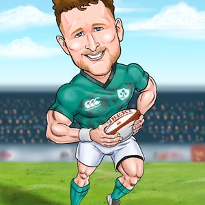 Irish Rugby Art Gift Rugby Painting Cartoon Portrait - Etsy