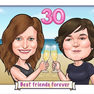 BFF Best Friend Cartoon Portrait to Print Personalized - Etsy