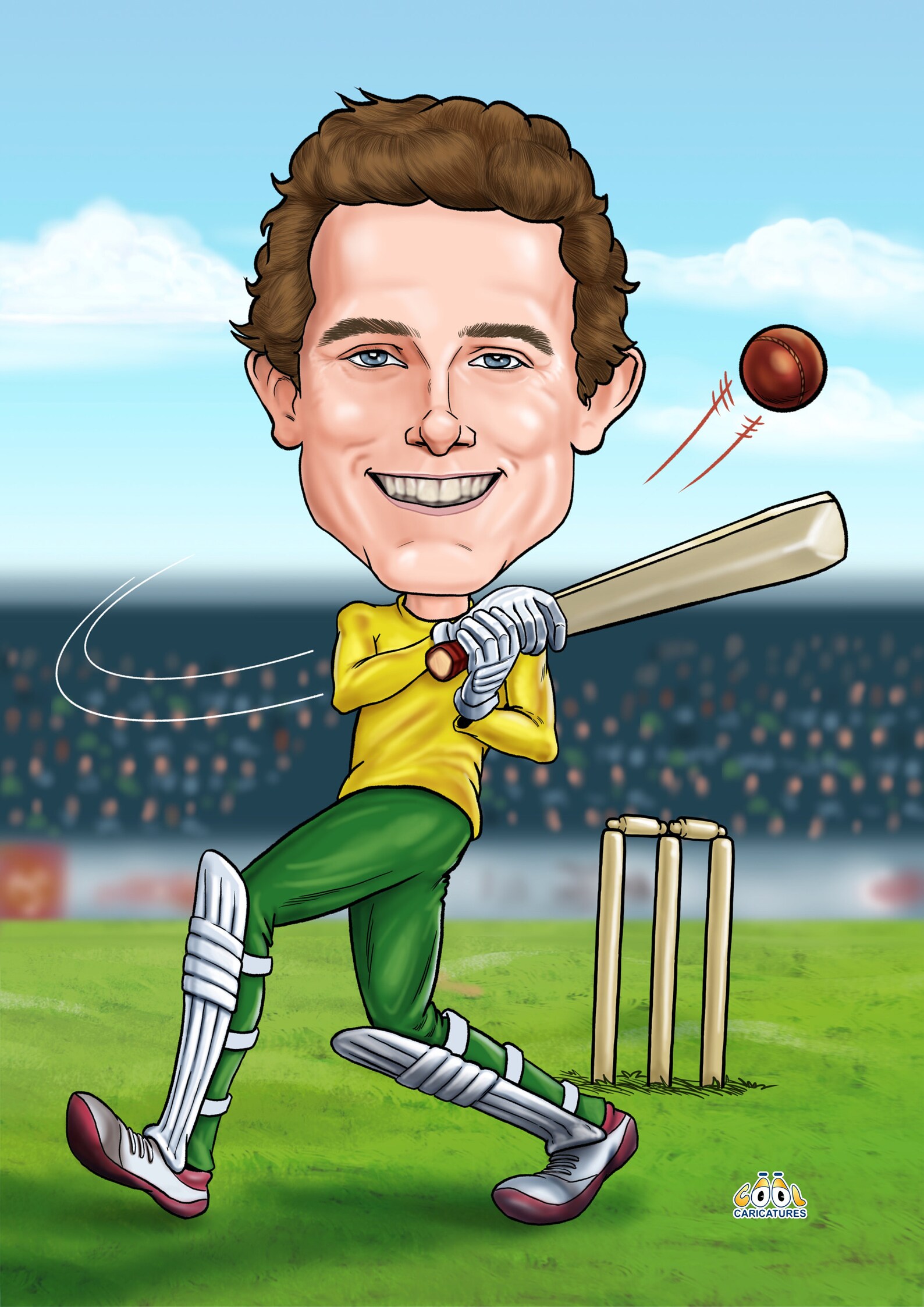 Customised Cricket Poster Cartoon Portrait | Cricket Presents for Him ...