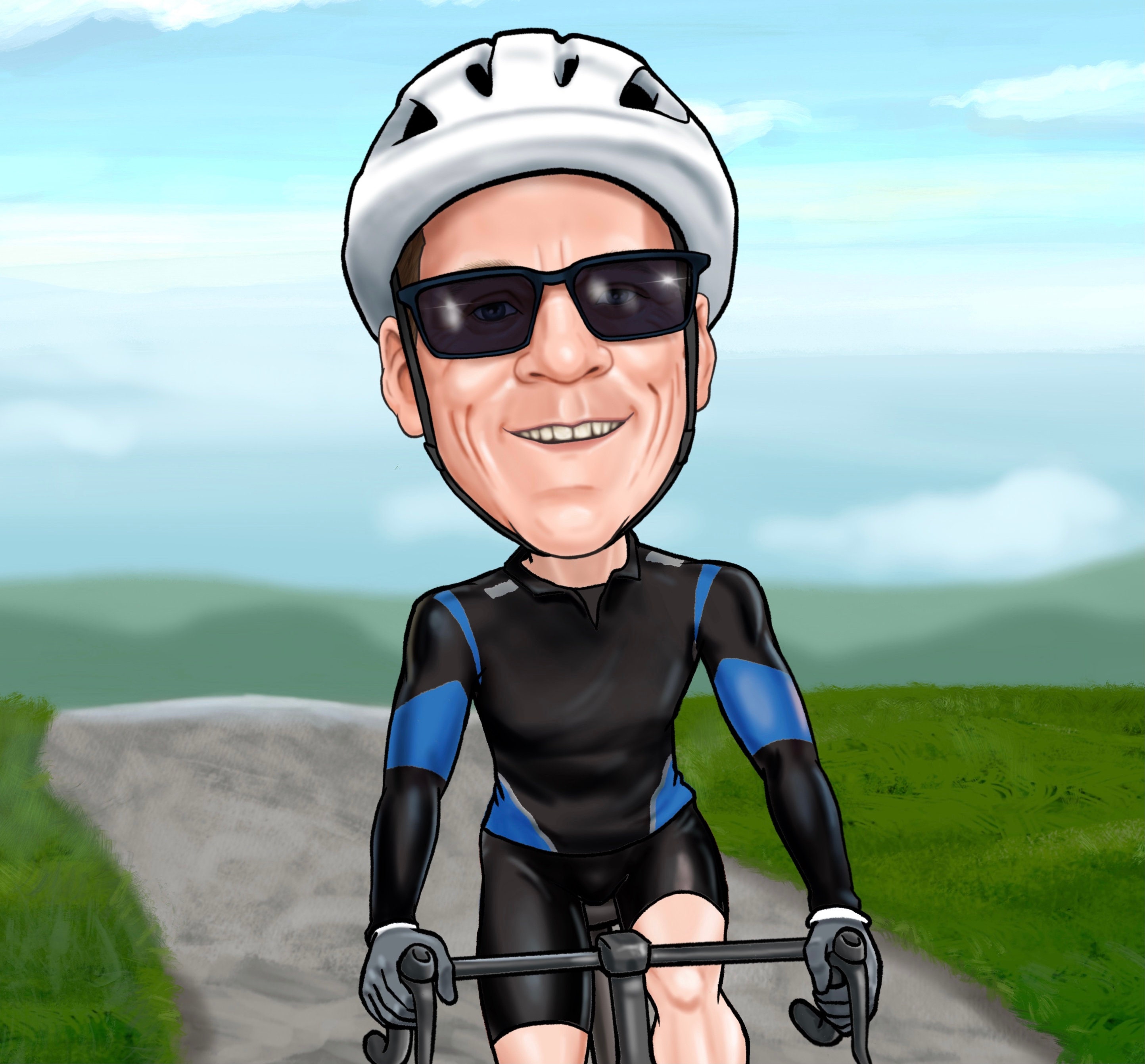 Male Bicycle Cycling Cartoon Caricature Poster as Wall Art - Etsy