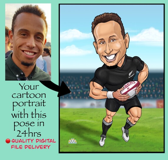 All Blacks Rugby Caricature Poster to Print Cartoon Portrait | Etsy