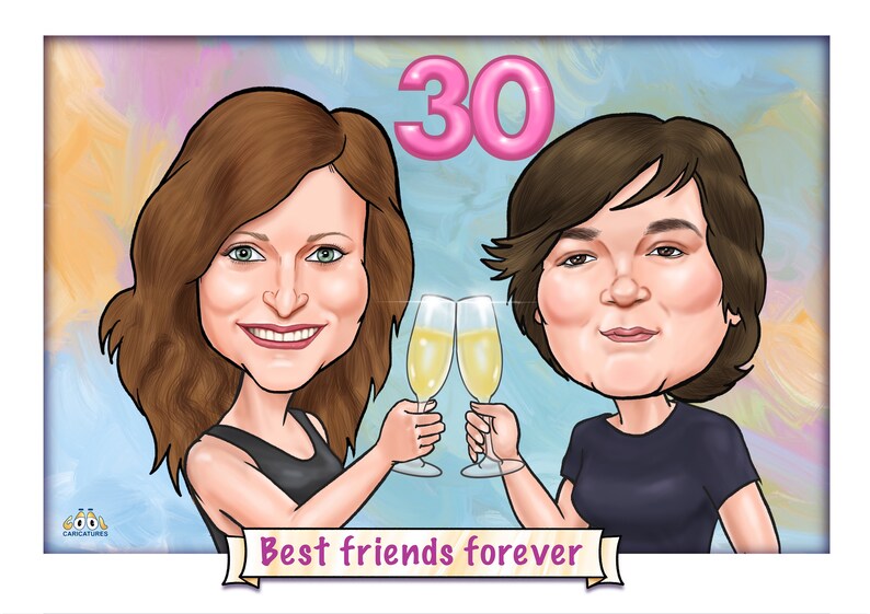 BFF Best Friend Cartoon Portrait to Print Personalized - Etsy