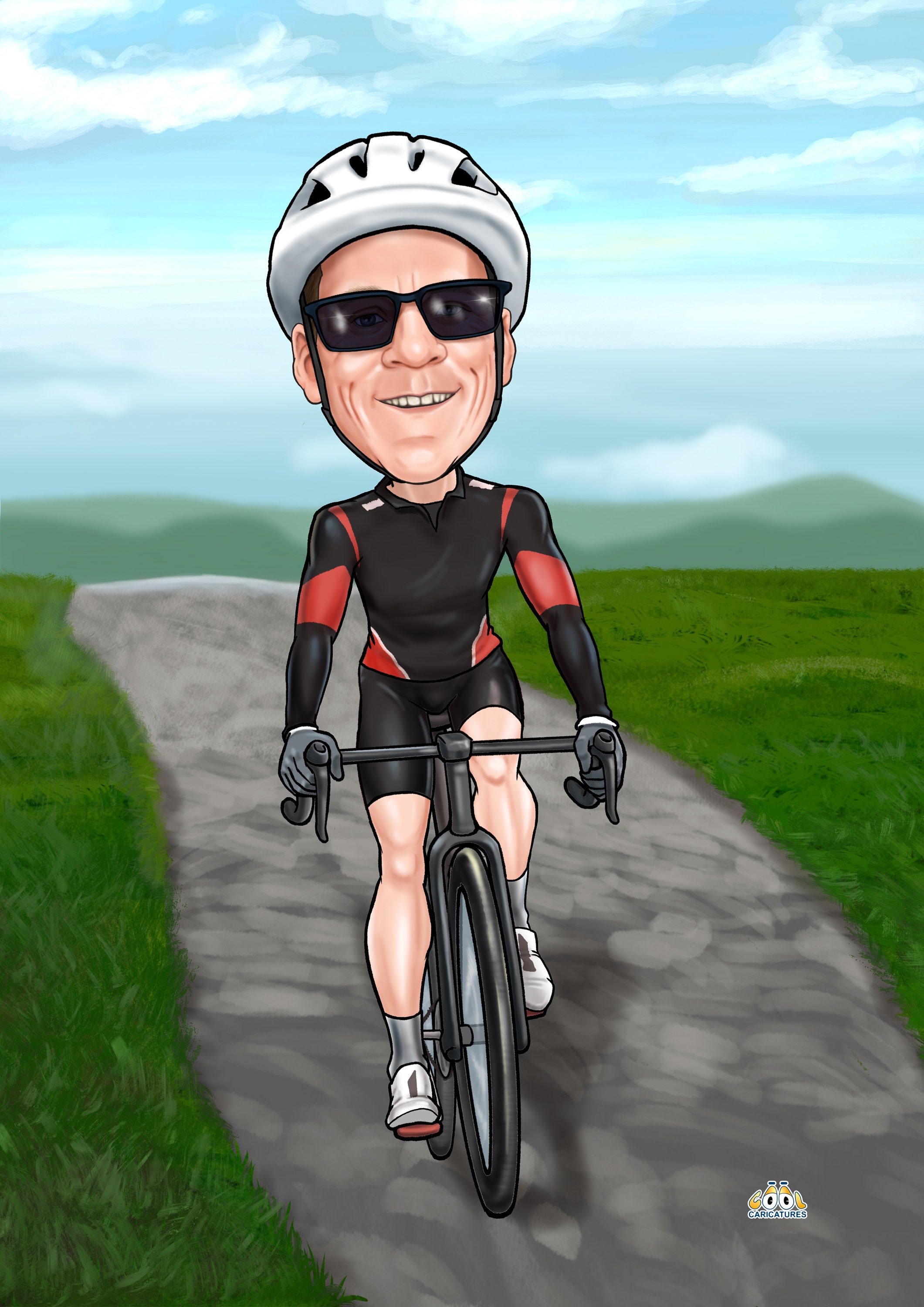 Male Bicycle Cycling Cartoon Caricature Poster as Wall Art - Etsy