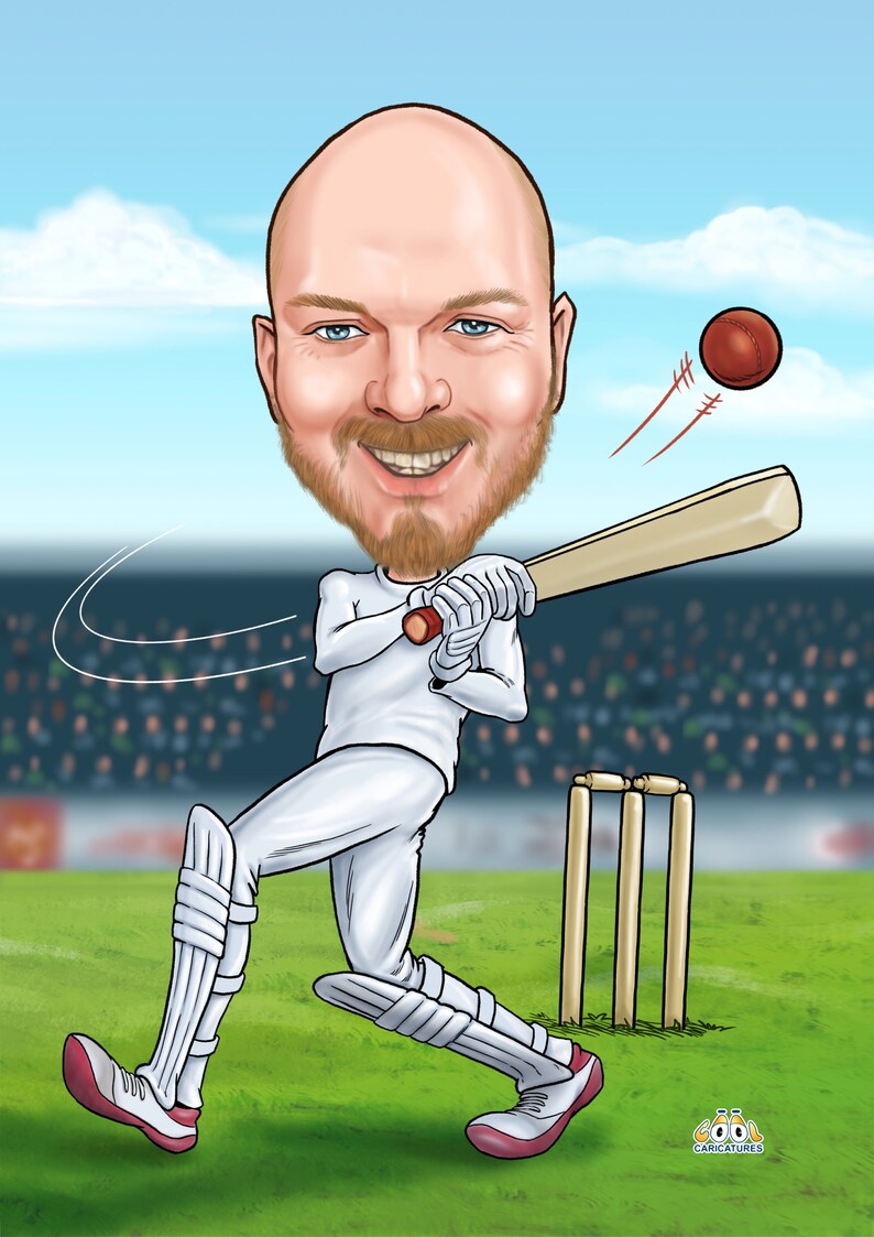 Customised Cricket Poster Cartoon Portrait Cricket Presents | Etsy