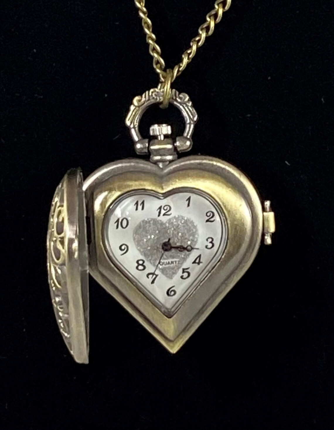 Heart Pocket Watch Heart Watch Necklace Working Hand | Etsy