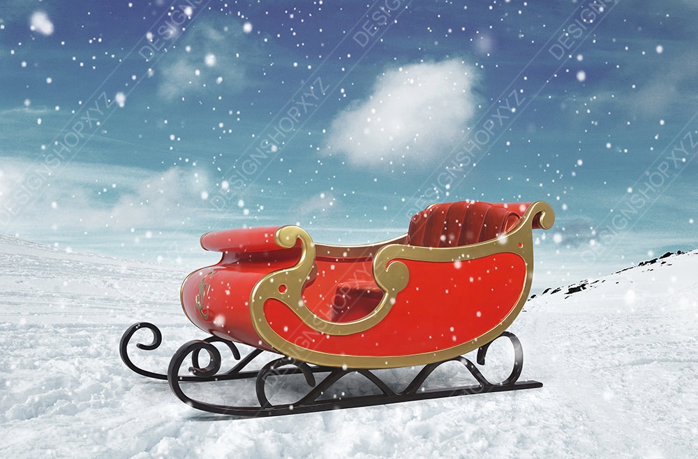 Sleigh Christmas Backdrops for Photography Christmas Digital Backdrop ...