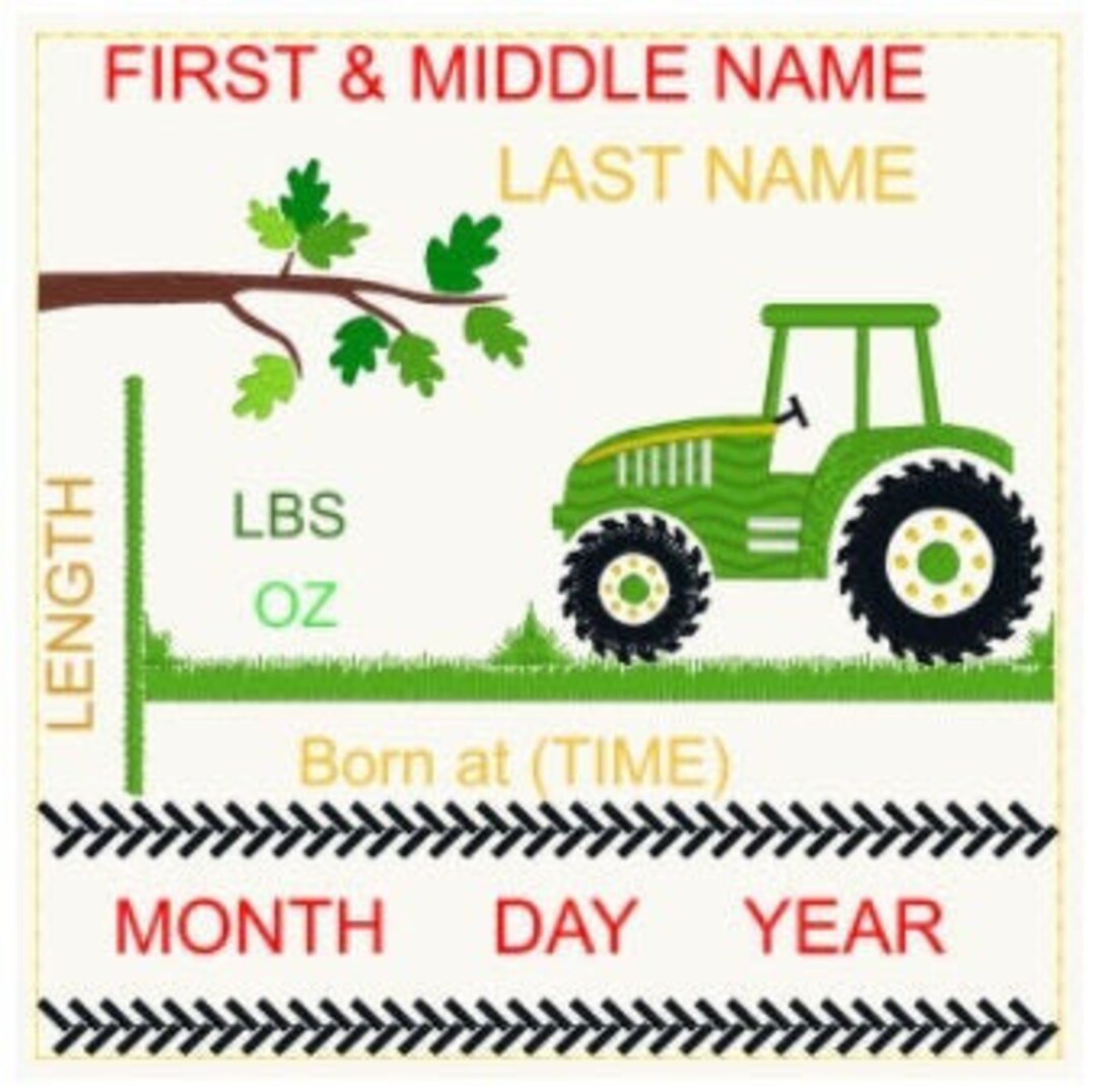 Tractor Baby Announcement Template - Etsy