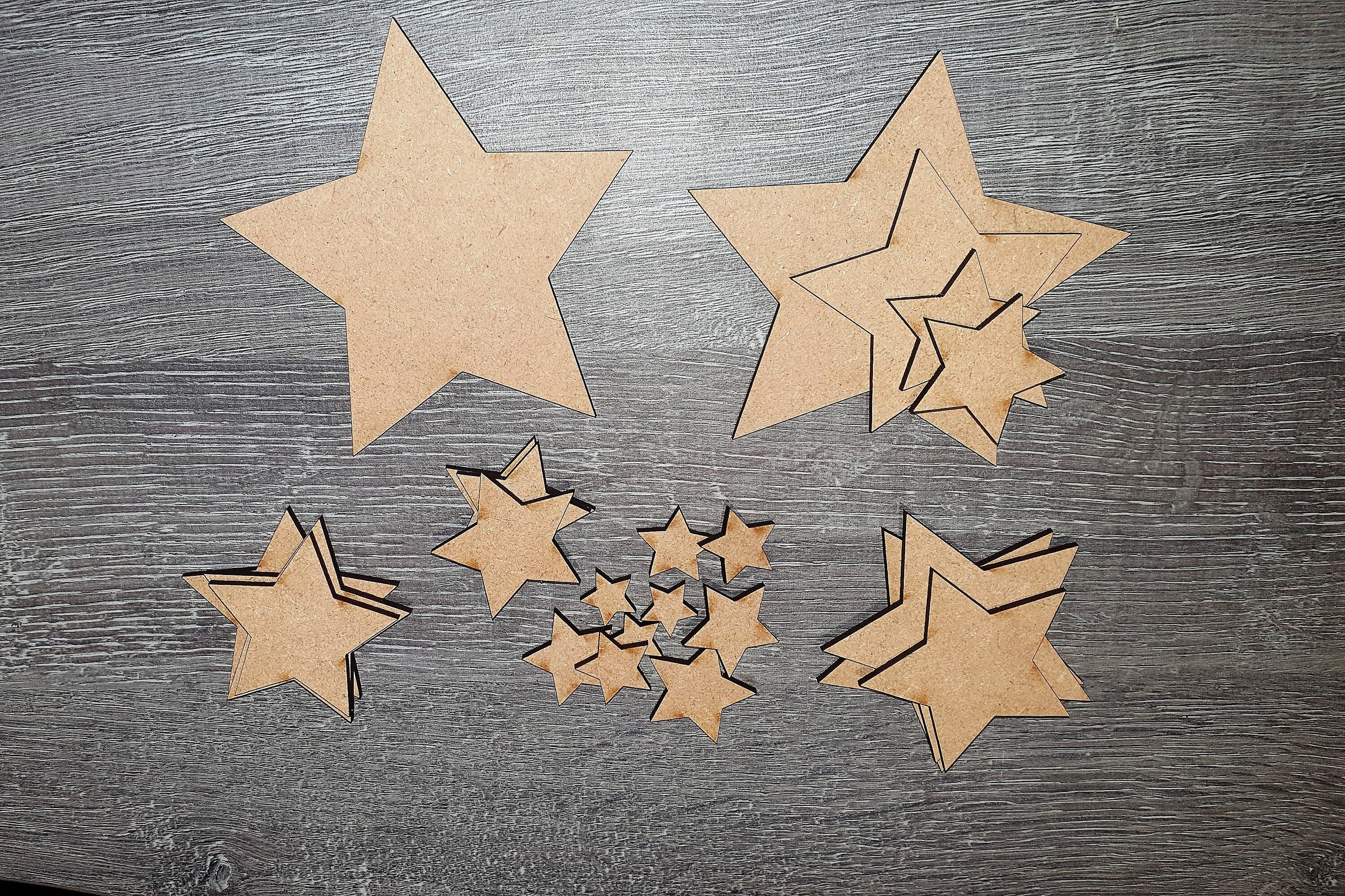 Wooden Star Shape 6mm, 8mm, 10mm, 12mm, 15mm, 20mm, 30mm, 40mm, 50mm ...