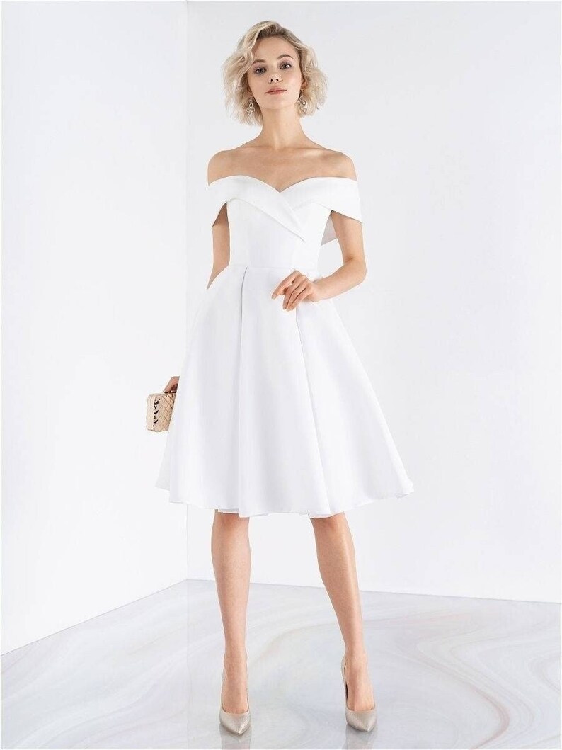 Short Wedding Dress Simple Wedding Dress Tea Length Wedding | Etsy