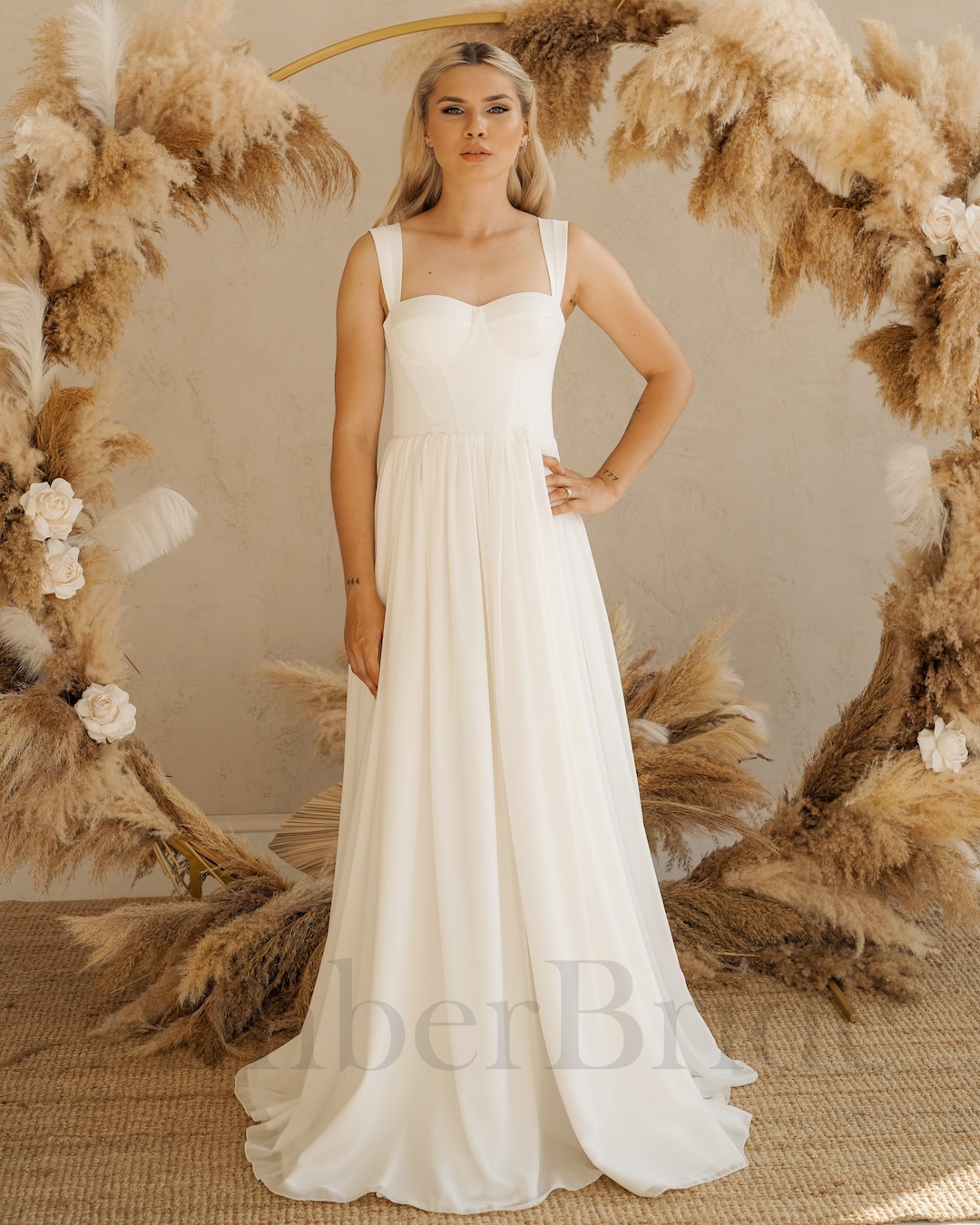 A-line Wedding Dress, Simple Wedding Dress, Minimalist Wedding, Elegant ...