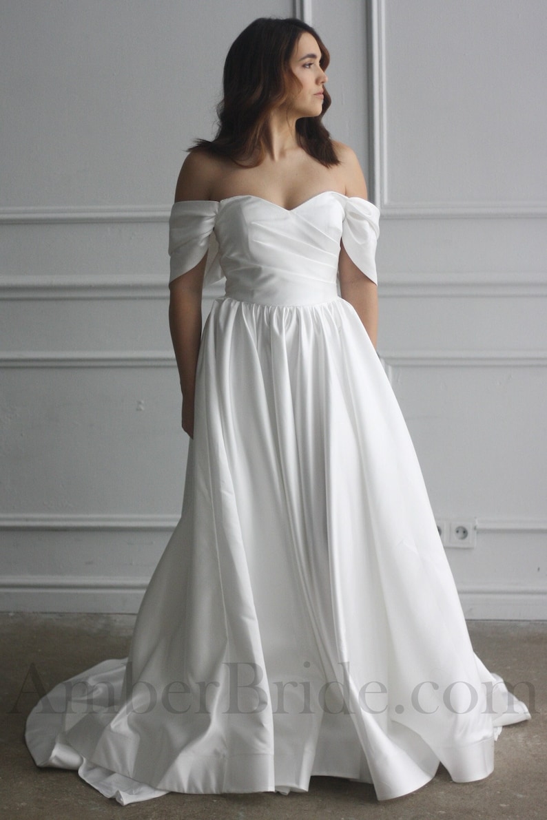 Simple Wedding Dress, A Line Wedding Dress, off Shoulder Wedding Dress ...