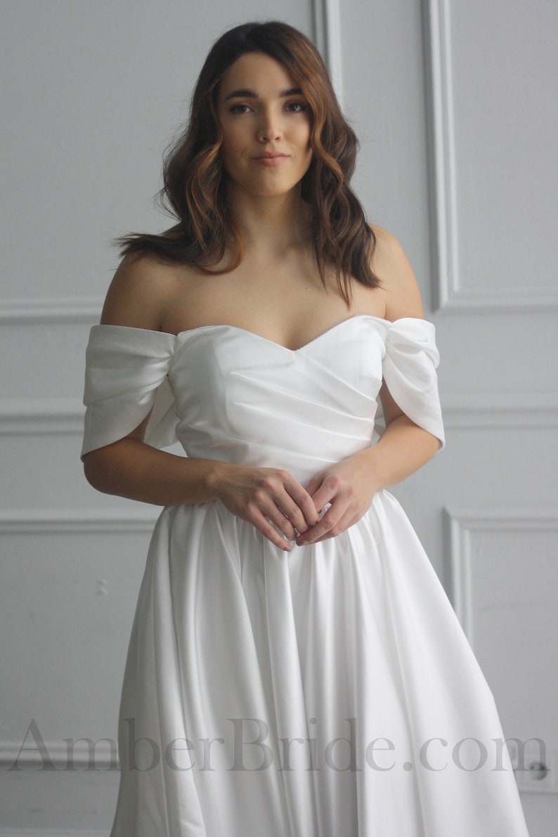 Simple Wedding Dress, A Line Wedding Dress, off Shoulder Wedding Dress ...