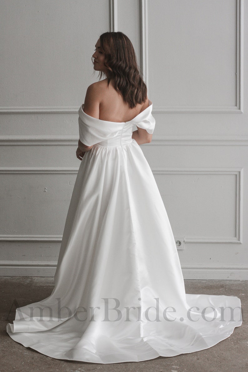 Simple Wedding Dress, A Line Wedding Dress, off Shoulder Wedding Dress ...