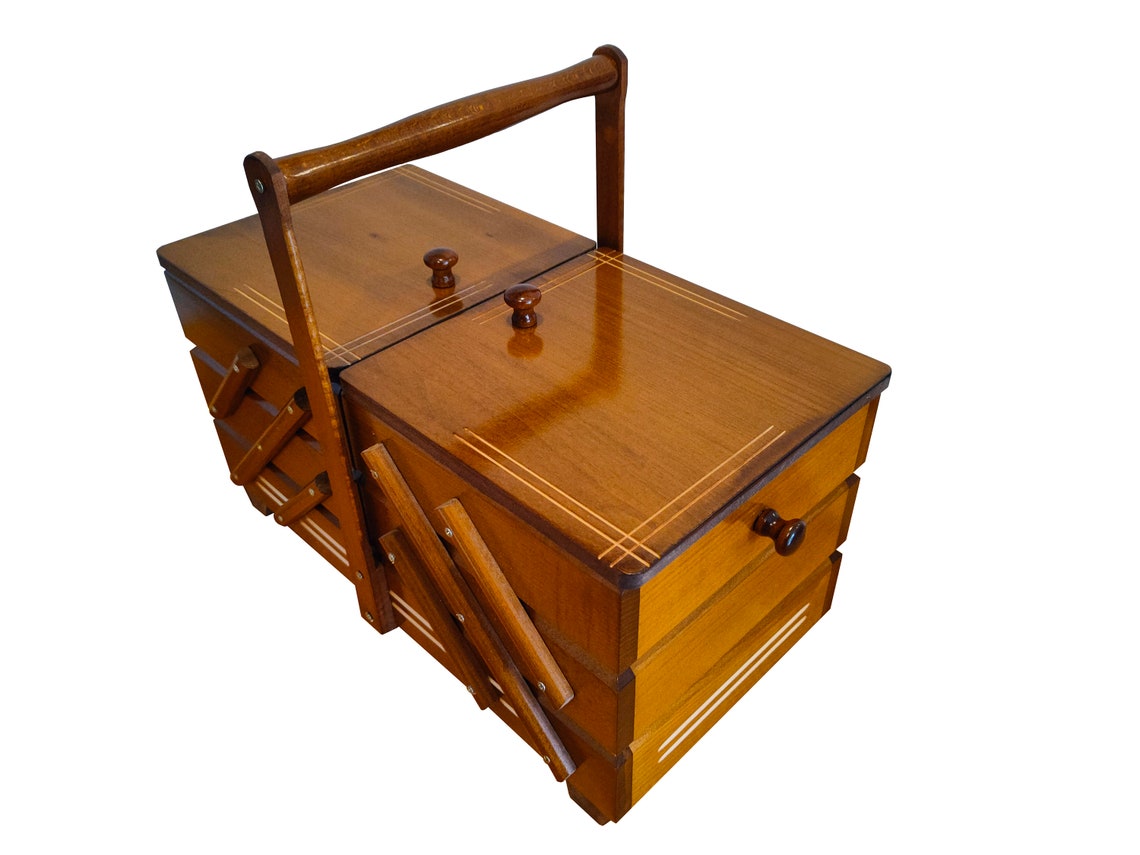 Stylish Sewing Box From Wood Light Brown Sewing Caddy | Etsy