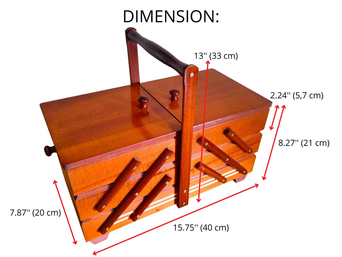 Large Sewing Box Made of Wood Simple Wooden Sewing Caddy - Etsy