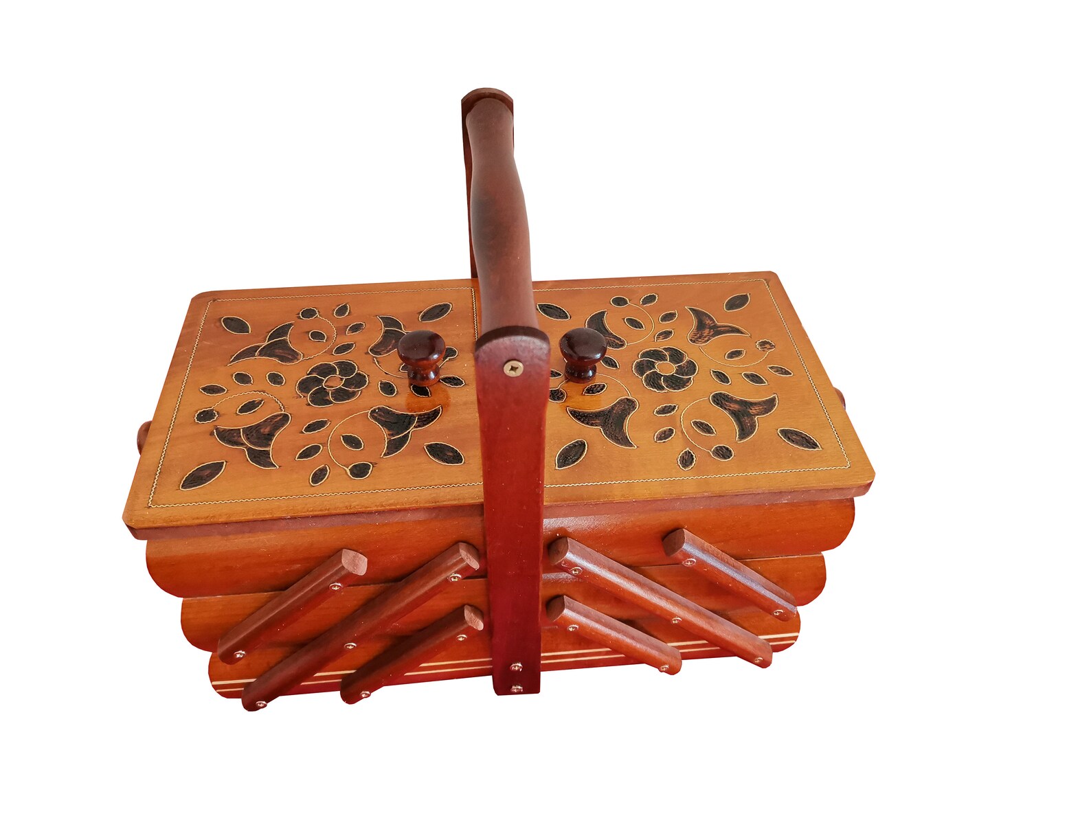 Brown Sewing Box Made From Wood Wooden Sewing Caddy | Etsy