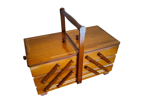 Stylish Sewing Box From Wood Light Brown Sewing Caddy | Etsy