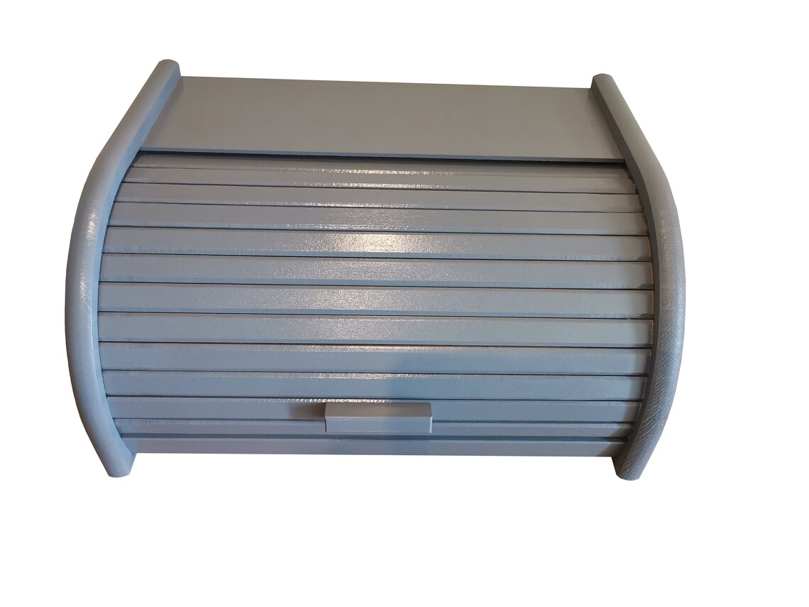 Grey bread box big bread bin made from real beech wood | Etsy