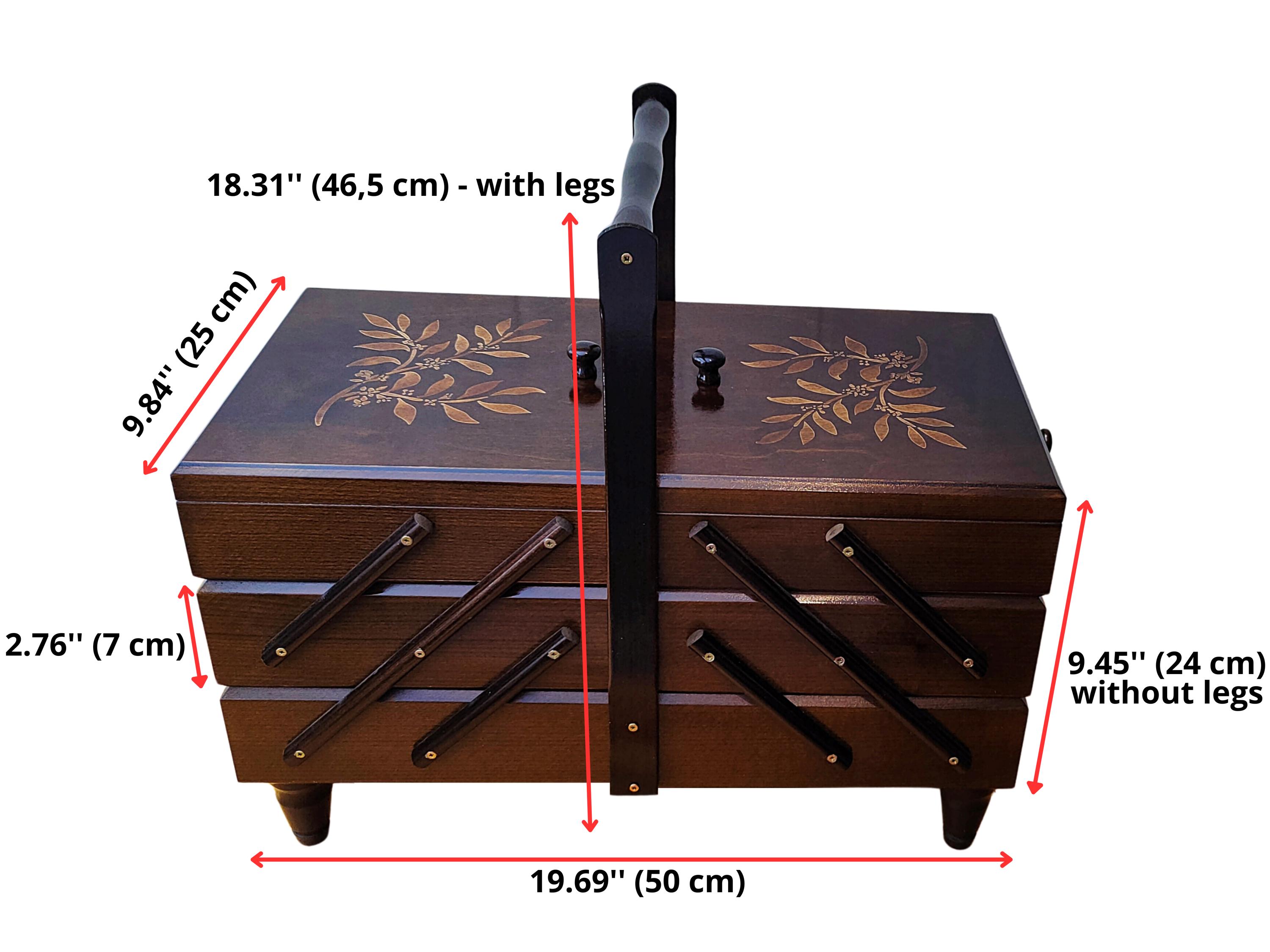 Extra Large Wooden Box for Sewing Kit, XXL Wood Storage Box for Sewing ...