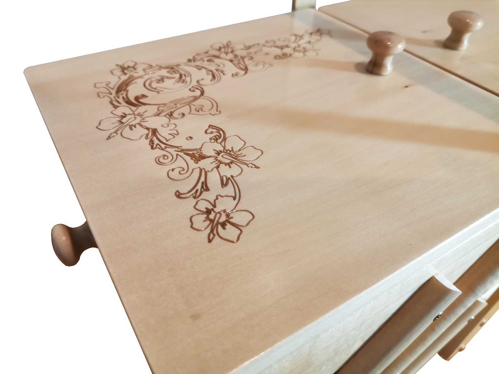 Wooden Sewing Box Wood Sewing Box With Floral Motive Large | Etsy