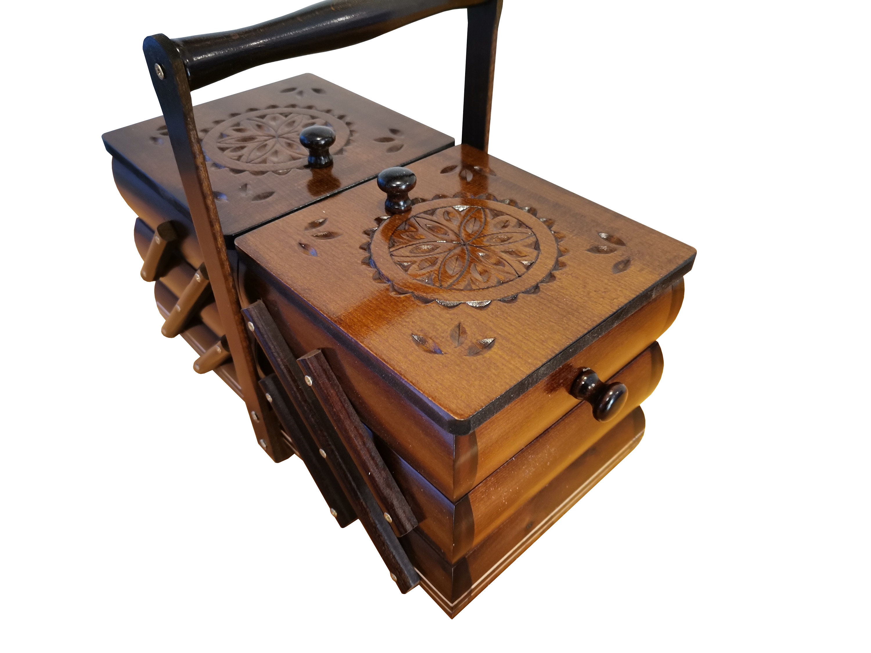 Fold Out Box for Craft and Art Supplies Dark Brown Sewing Box - Etsy