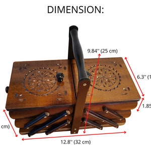 Fold Out Box for Craft and Art Supplies, Dark Brown Sewing Box Made ...