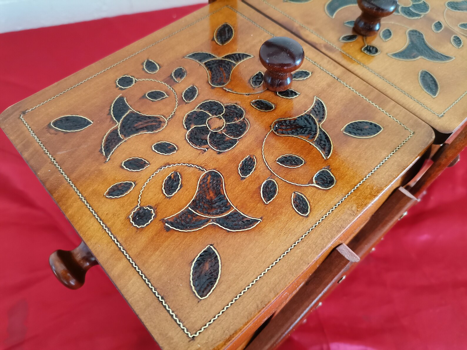 Brown sewing box made from wood wooden sewing caddy | Etsy