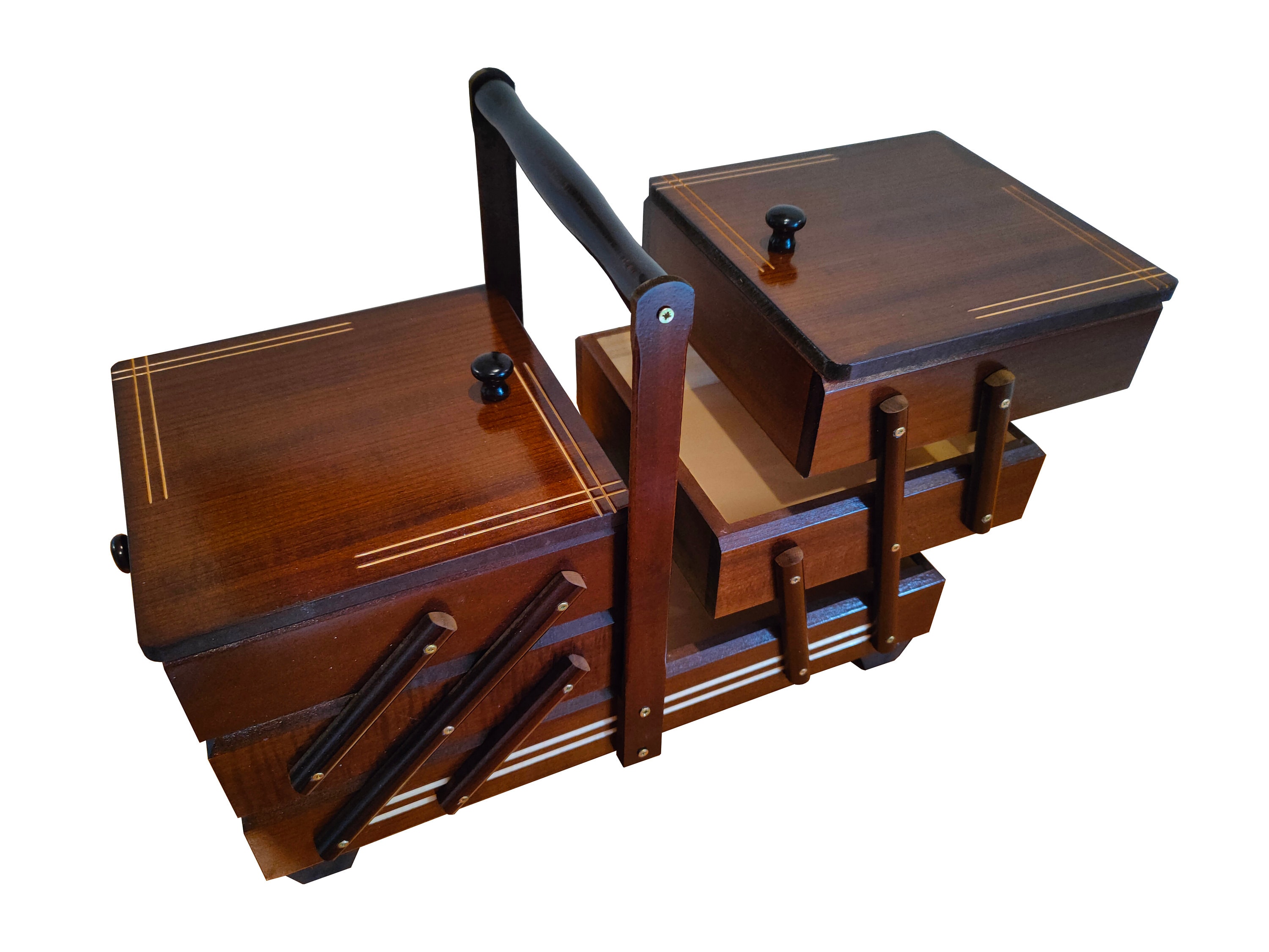 Very Big Sewing Box From Wood Dark Brown Sewing Caddy | Etsy