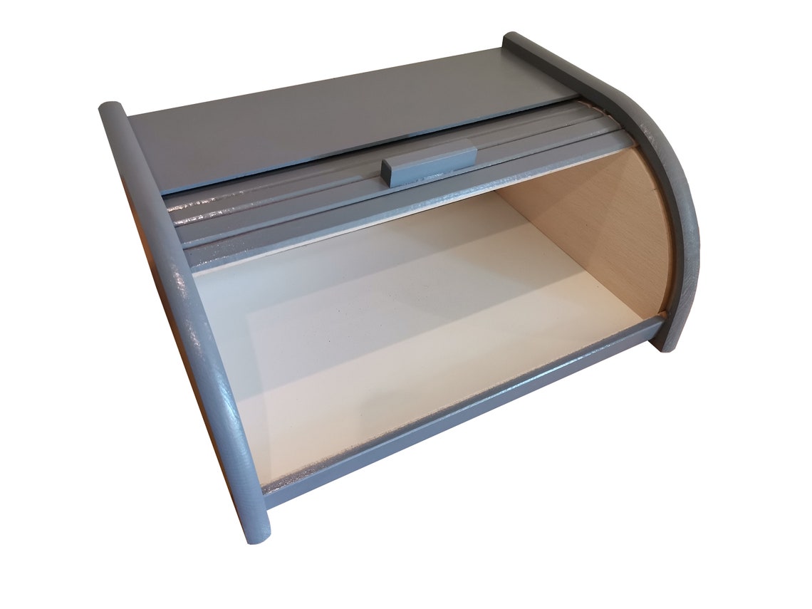 Grey bread box big bread bin made from real beech wood | Etsy