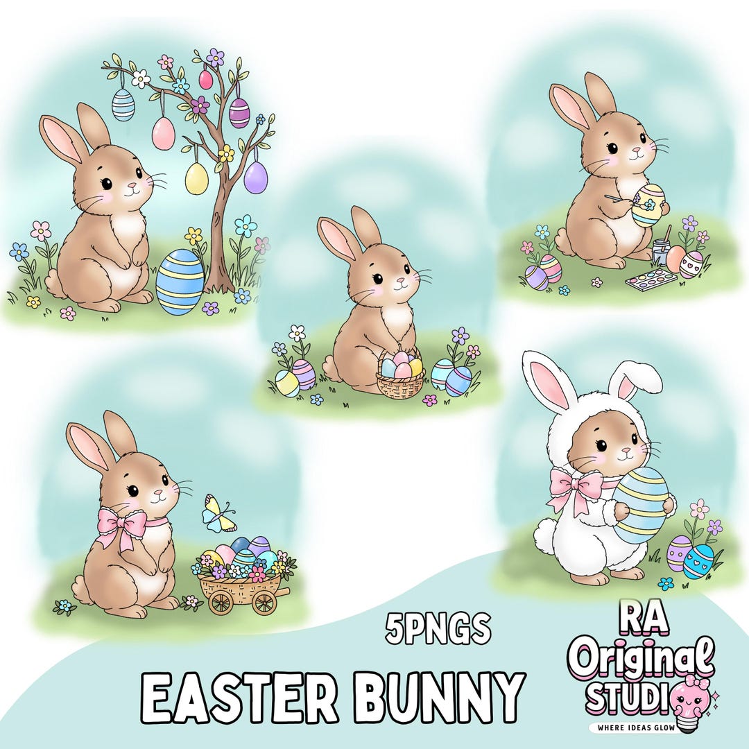 Easter Bunny Clipart Set - Etsy