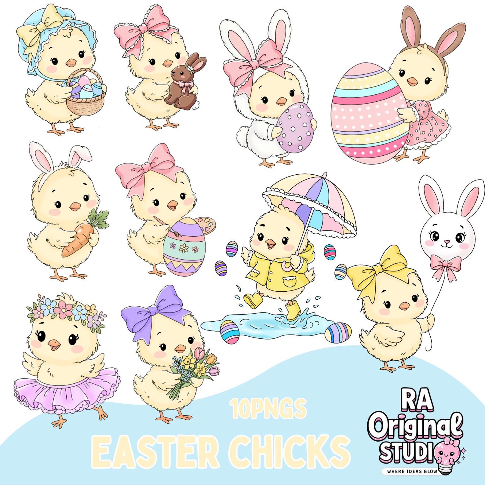 Easter Chicks Clipart Set - Etsy