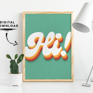 Hi Sign Poster, Printable Wall Art, Digital Download, Typography Print ...