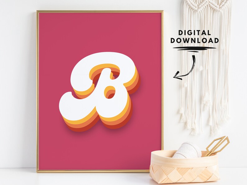Letter B Wall Art Printable, Kids Room Letters, Initial Signs for ...