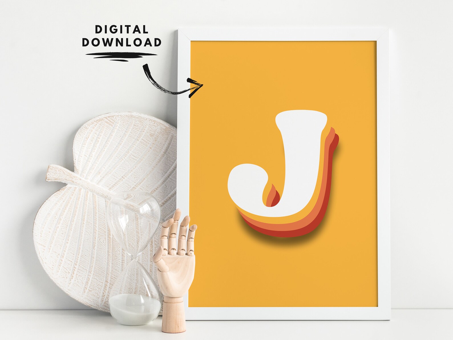 Retro Letter J Print: 70s Style Initial Sign (digital Download) - Etsy