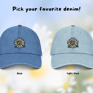 Embroidered Daisy Hat, Cute Baseball Cap, 90s Denim, Retro Daisies ...