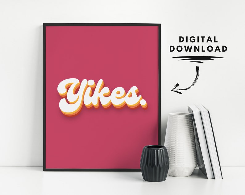 Yikes Retro Typography Poster: 70s Inspired Wall Art (digital Download ...