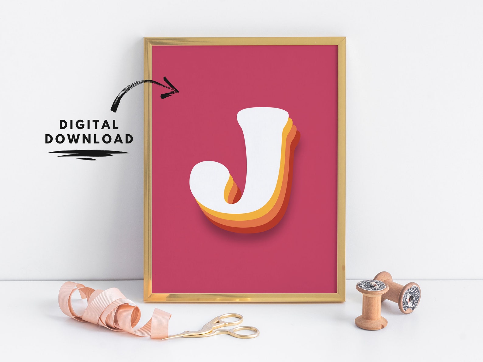 Letter J Wall Art Printable, Kids Room Letters, Initial Signs for ...